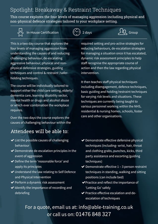 Able Training Full Course Brochure | PDF | First Aid | Injuries