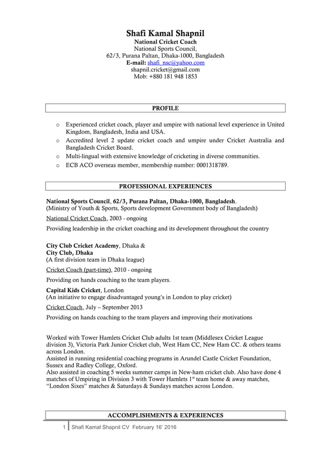 Shafi Kamal Shapnil CV | PDF