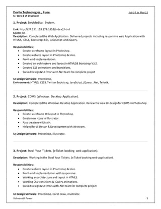 VISHVANATH PAWAR - RESUME- Front-End developer, UI Design & Developer | PDF