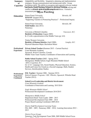Patching Alysa 2016 Resume wo phno | DOC