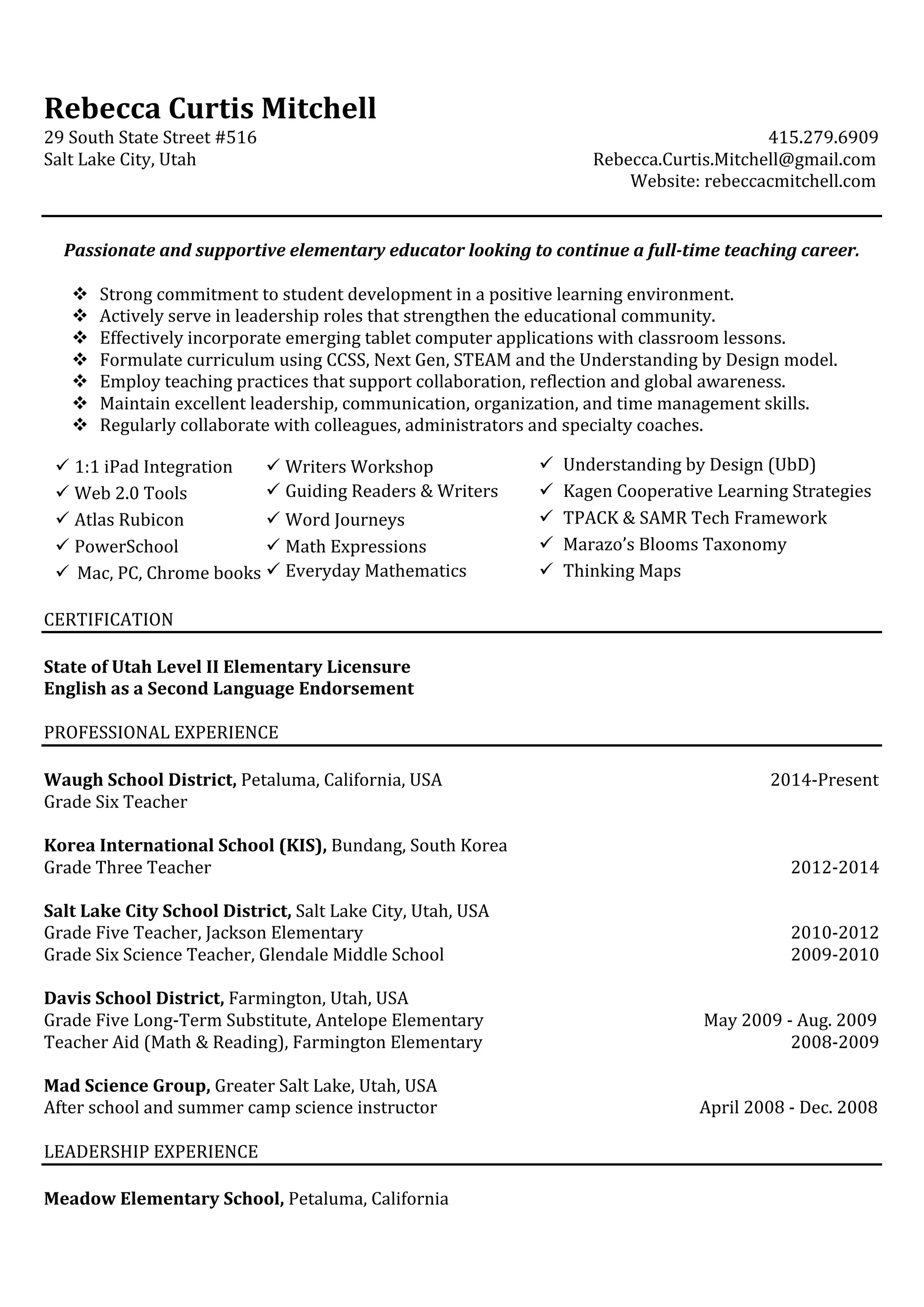 Rebecca Mitchell_Resume2015 | PDF