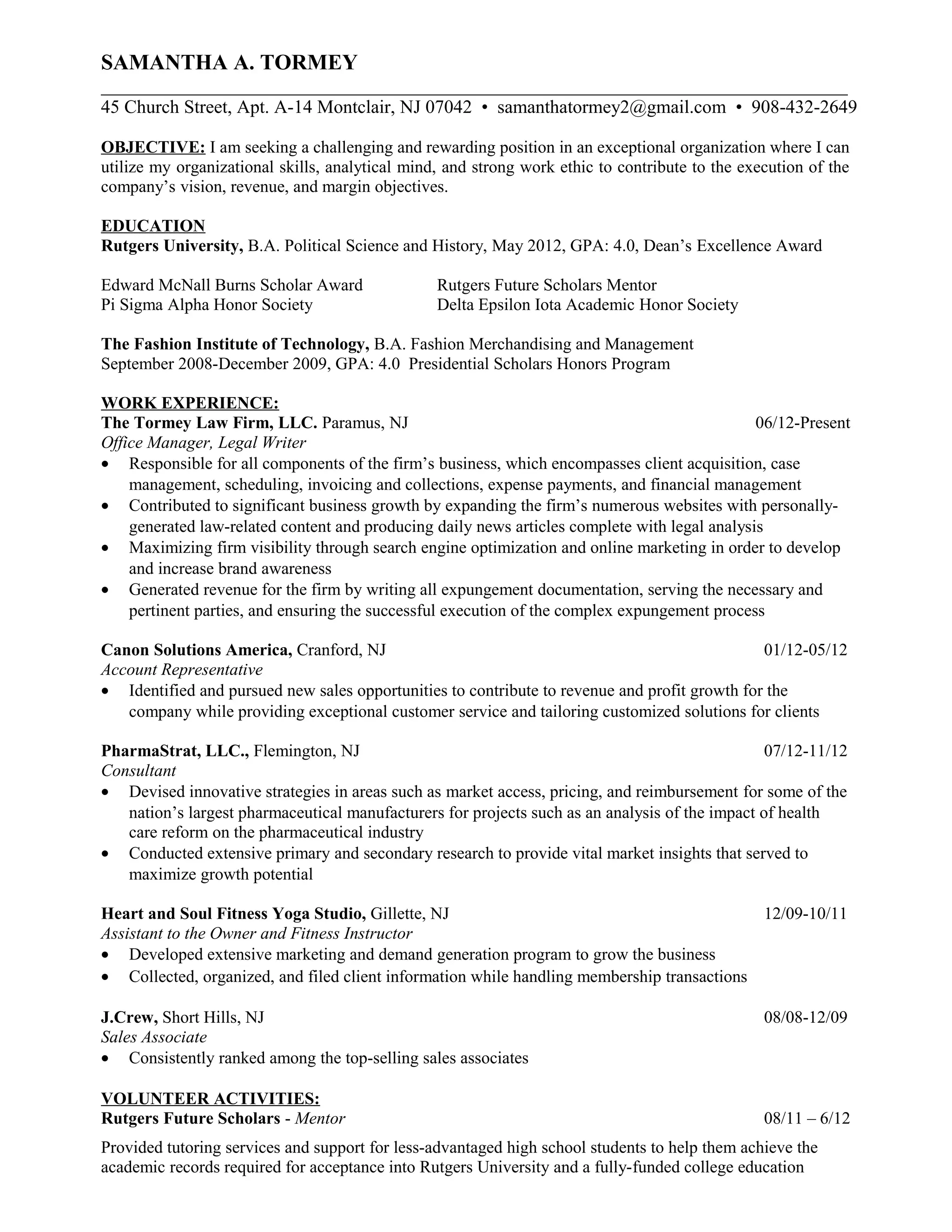 samantha tormey resume | DOC