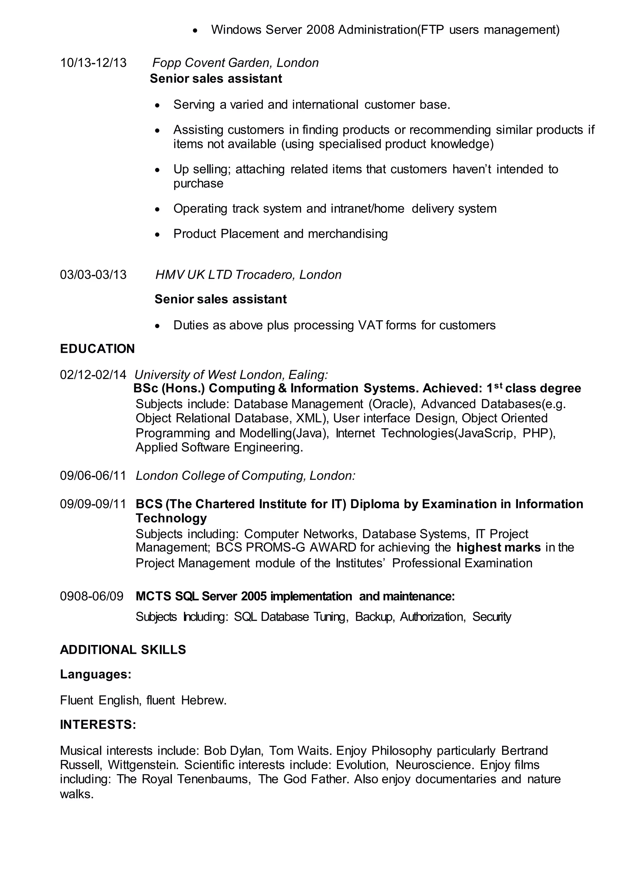 Liron CV3 | DOCX