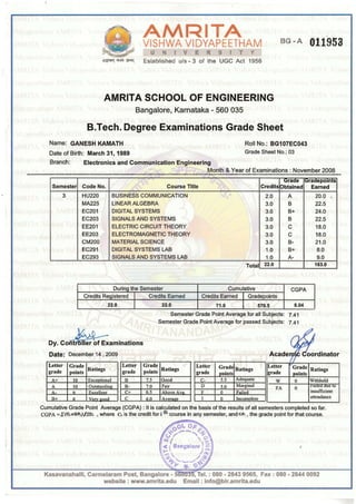 BTech Transcript - Electronics and Communication | PDF