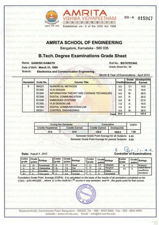 BTech Transcript - Electronics and Communication | PDF