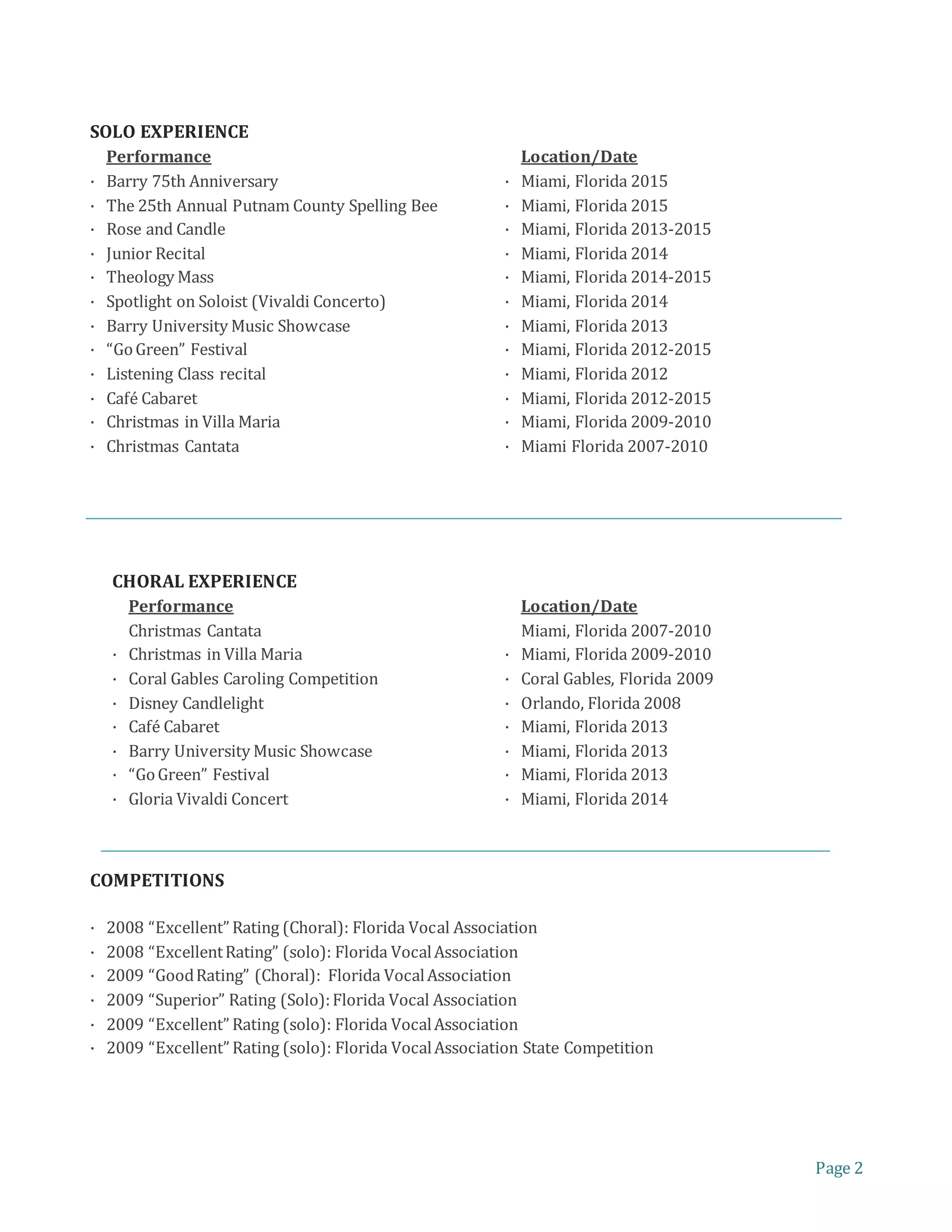 Music Performance Resume | DOCX
