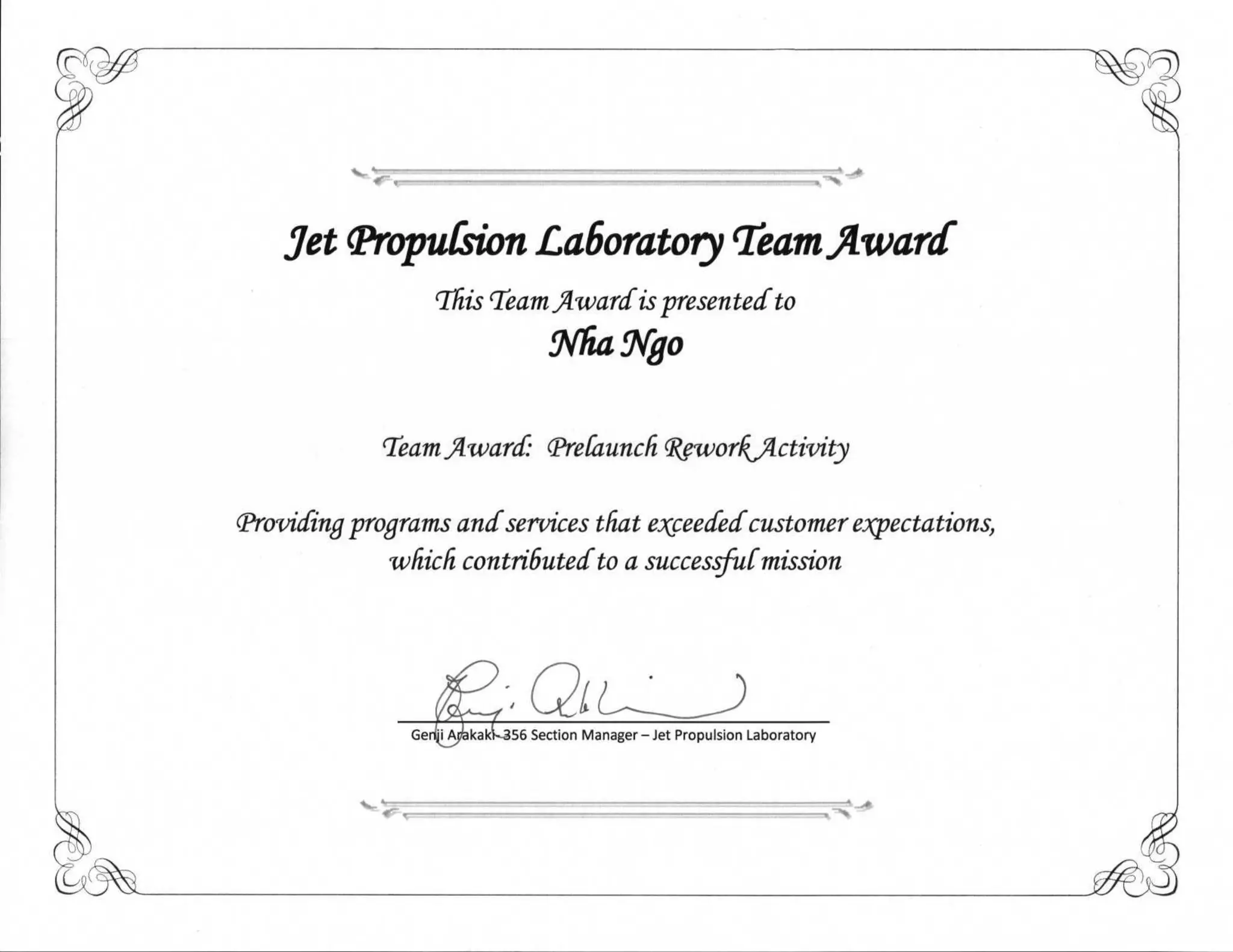JPL TEAM AWARD | PDF