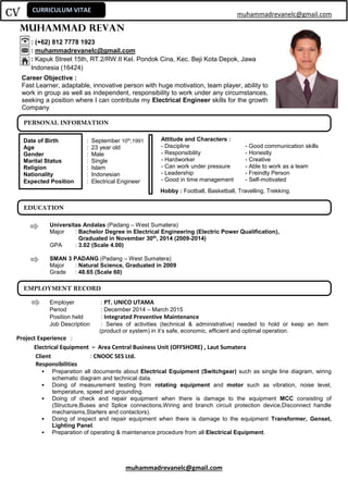 CV Muhammad Revan. | PDF