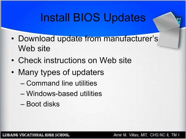 Working with the BIOS Setup Program | PPTX