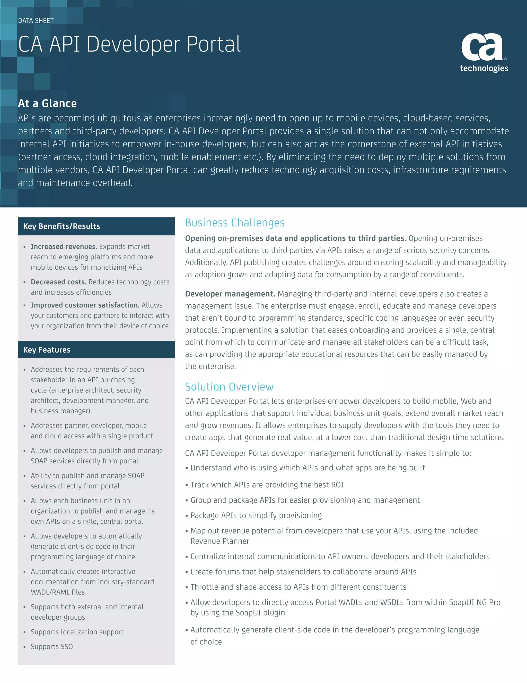 CA API Developer Portal | PDF