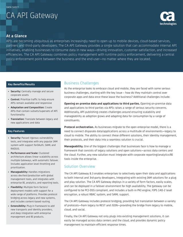 CA API Gateway | PDF | Cloud Computing | Internet