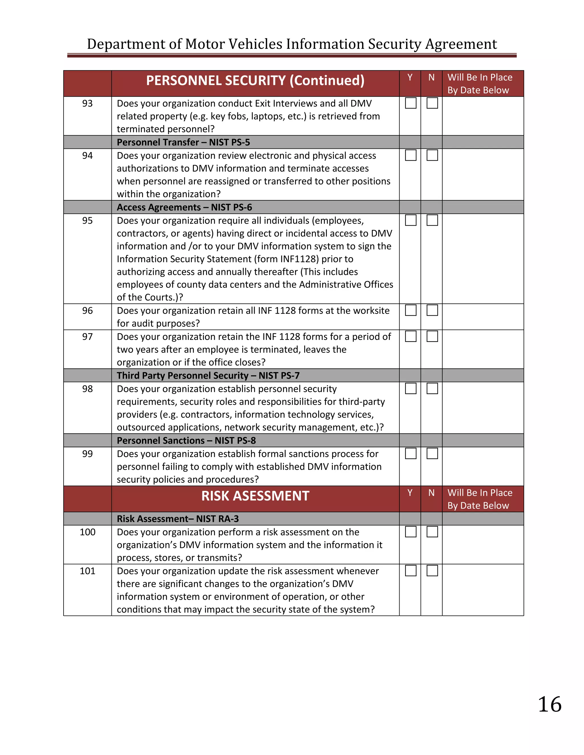 California DMV Security Risk Assessment (SRA) for vendors | PDF