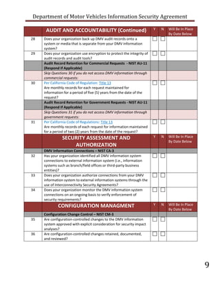 California DMV Security Risk Assessment (SRA) for vendors | PDF