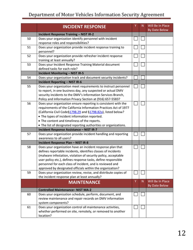 California DMV Security Risk Assessment (SRA) for vendors | PDF