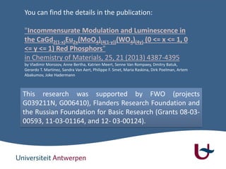 Scheelite CGEW/MO for luminescence - Summary of the paper | PDF ...