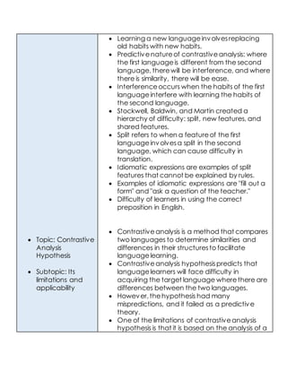 Contrastive Analysis | PDF