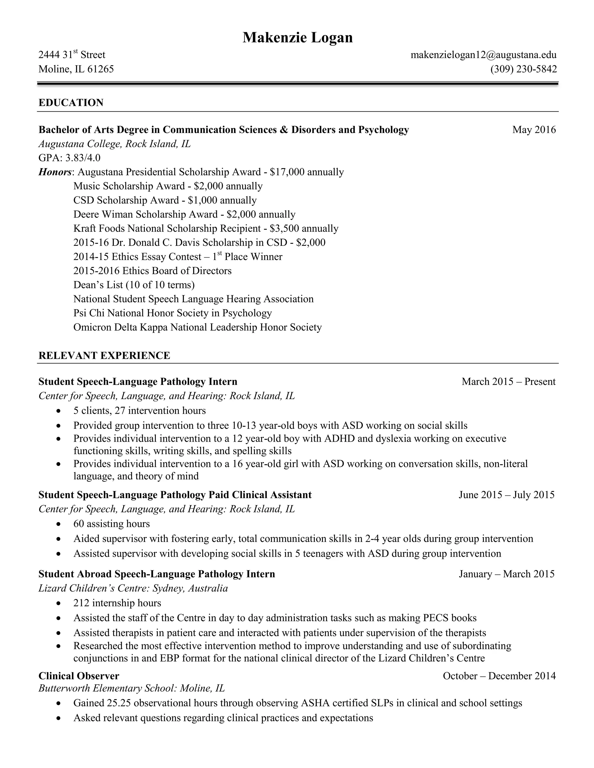 Makenzie Logan Resume | PDF