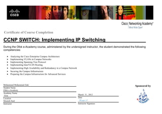 Mohammed Mohammed Zaki CCNP-Switching Certificate | PPT