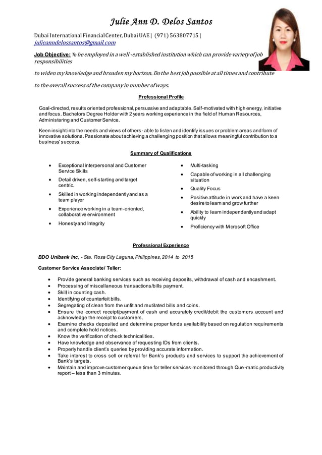 JULIE ANN D. DELOS SANTOS - Curriculum vitae-6 | DOCX | Business Banking & Finance | Business