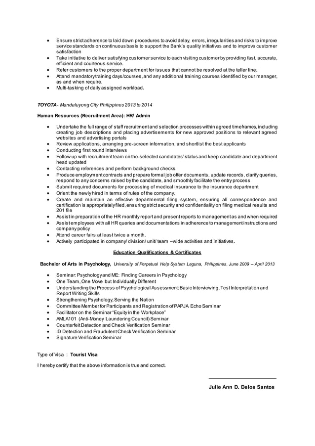 JULIE ANN D. DELOS SANTOS - Curriculum vitae-6 | DOCX | Business Banking & Finance | Business