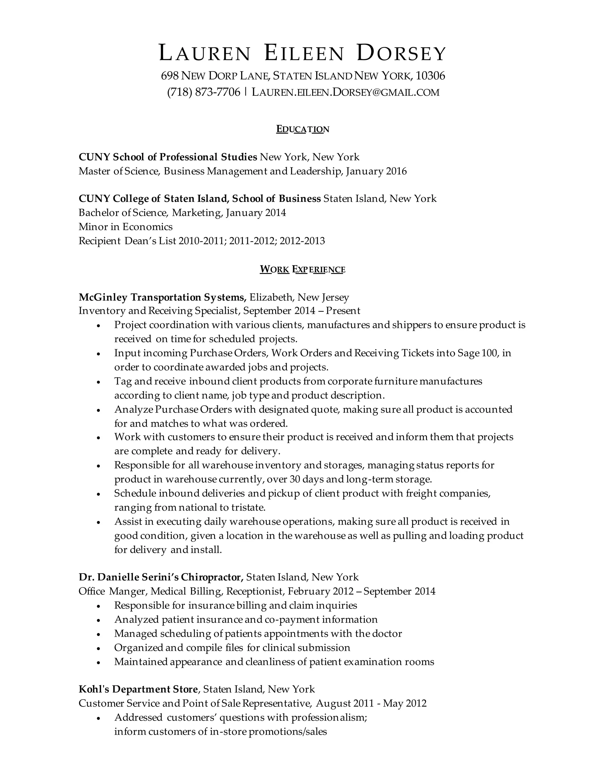 Lauren Eileen Dorsey Resume | DOCX