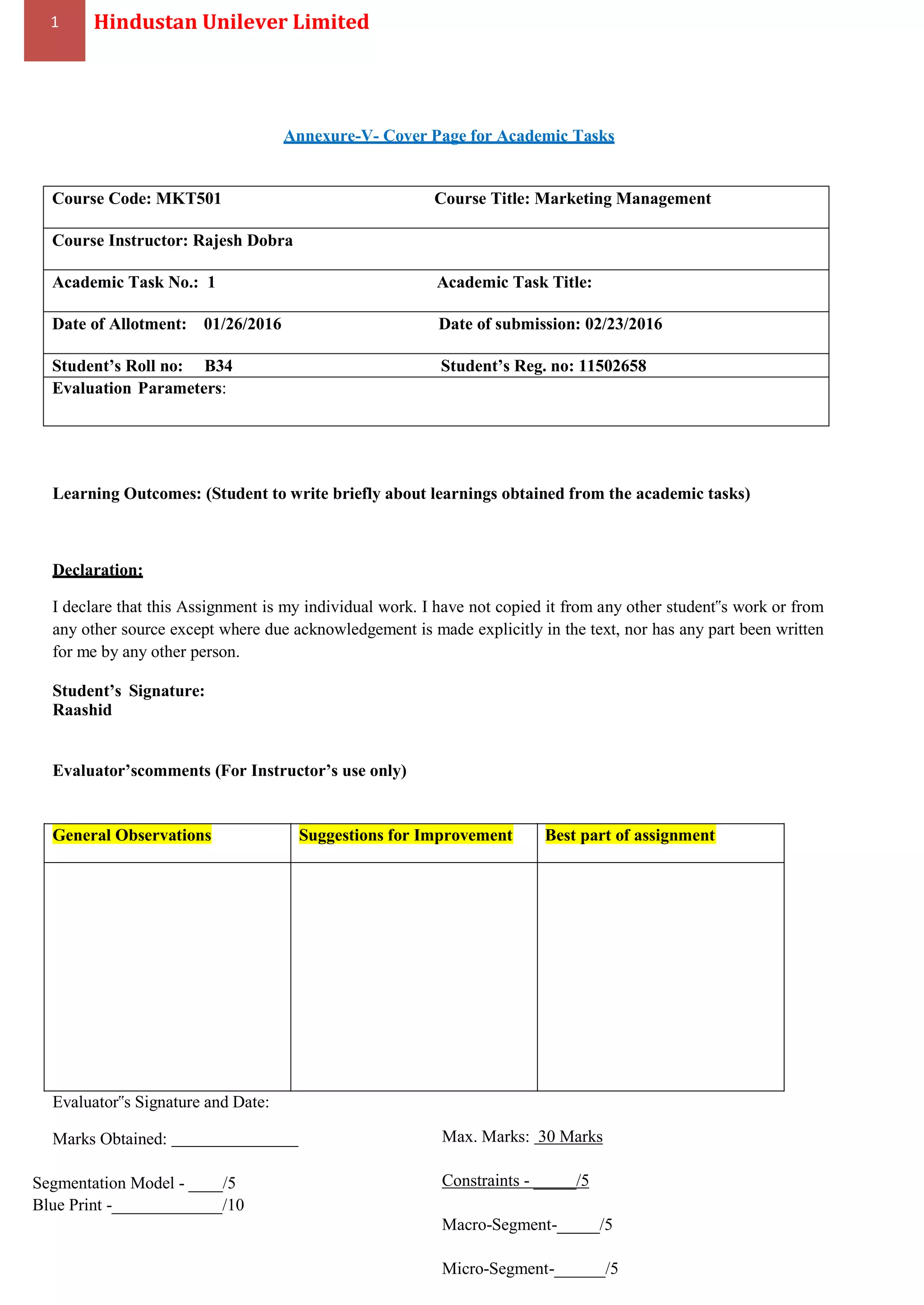 HUL PRODUCT MIX | PDF