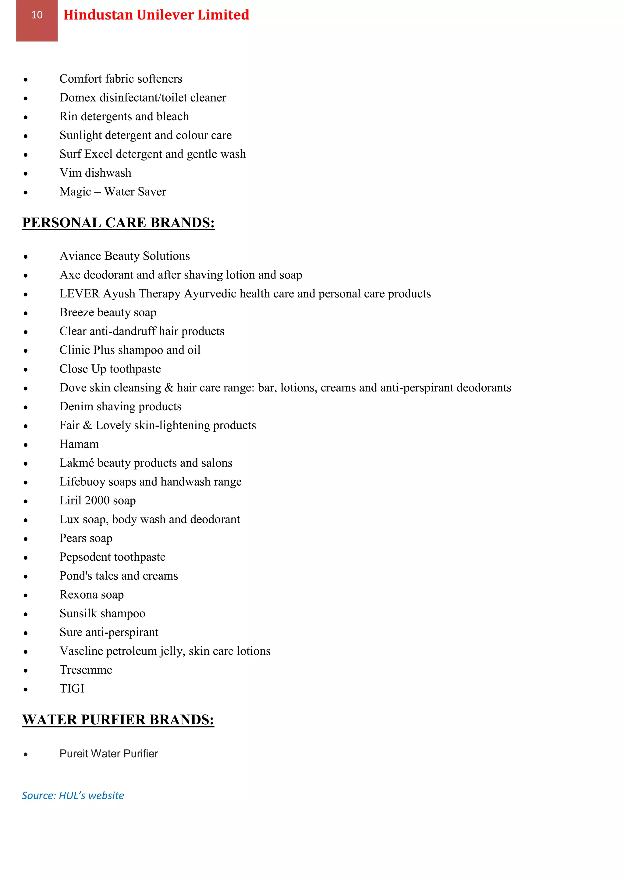 HUL PRODUCT MIX | PDF