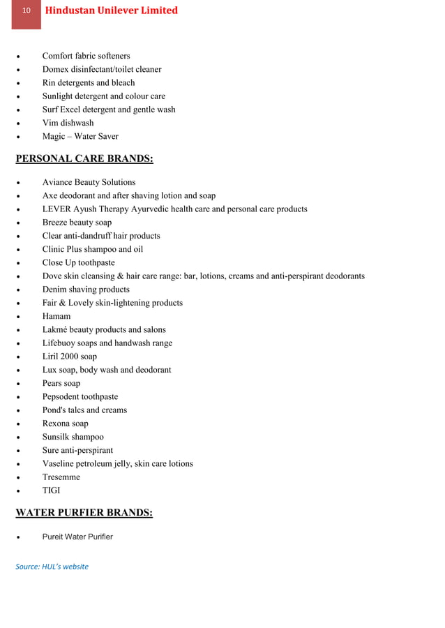 HUL PRODUCT MIX | PDF | Skin Care | Beauty