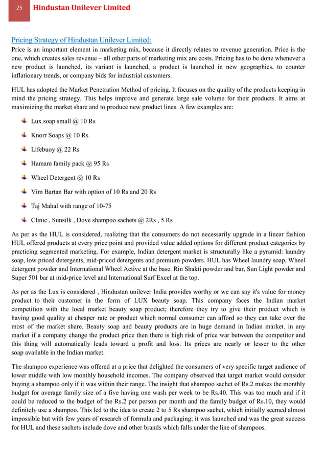 HUL PRODUCT MIX | PDF | Skin Care | Beauty