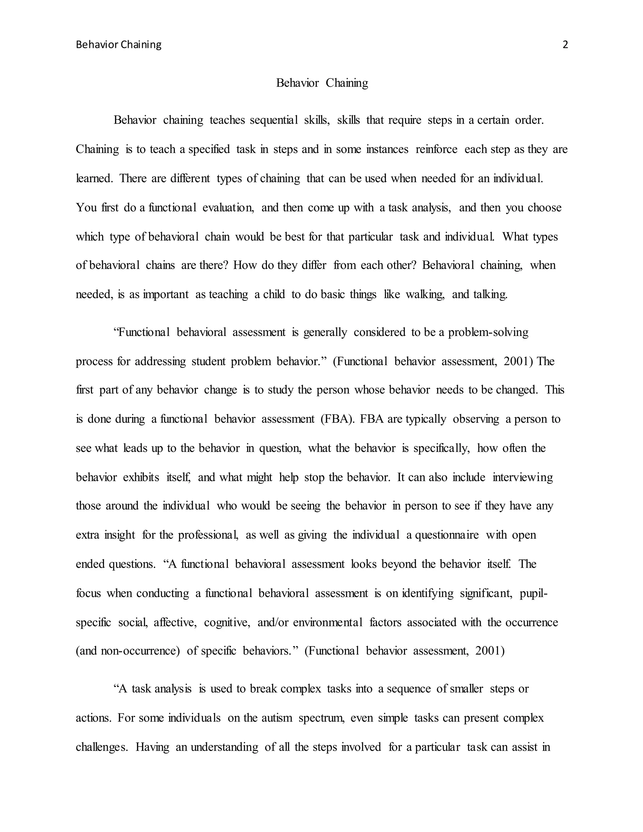 Behavior Chaining | DOCX