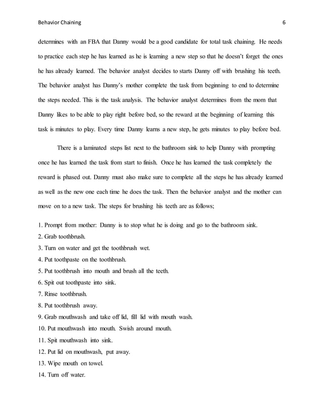 Behavior Chaining | DOCX | Oral care | Personal Care