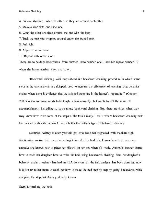 Behavior Chaining | DOCX | Oral care | Personal Care