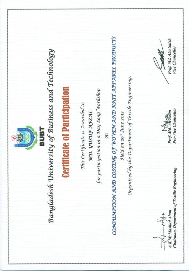 BUBT certificate | PDF