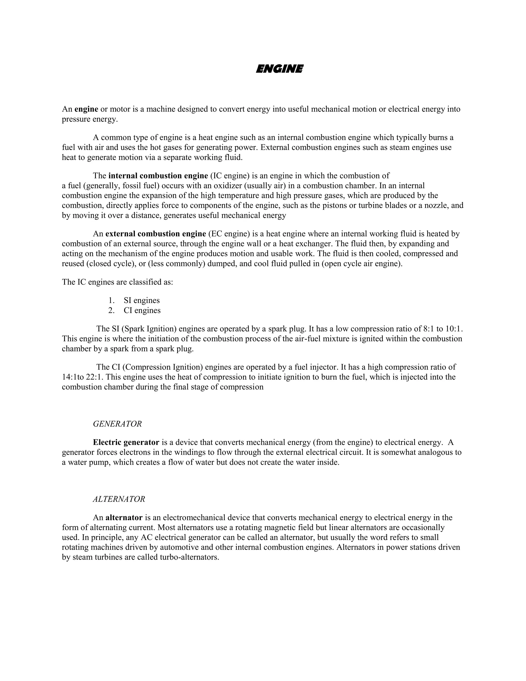 ENGINE PRESENTATION | PDF