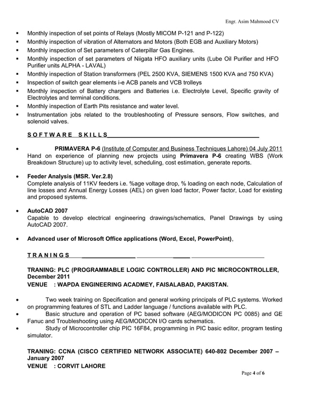 Engr. Asim Mahmood CV | PDF