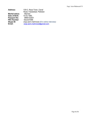 Engr. Asim Mahmood CV | DOC