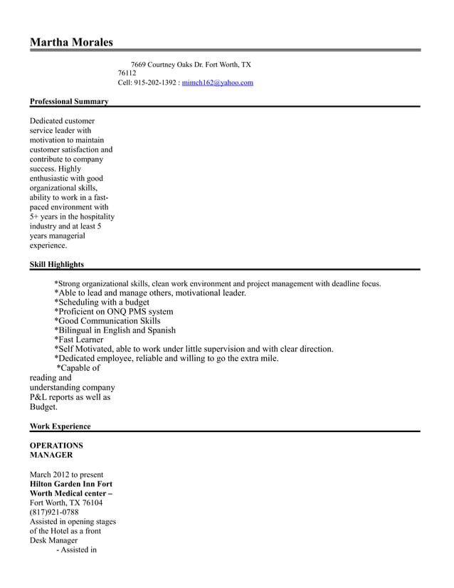 Martha 2015 Resume | PDF