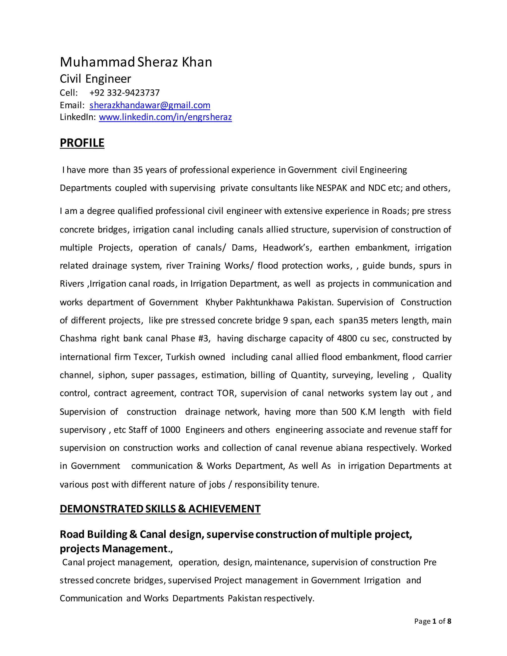 Muhammad Sheraz Khan CV (Updated) | DOCX