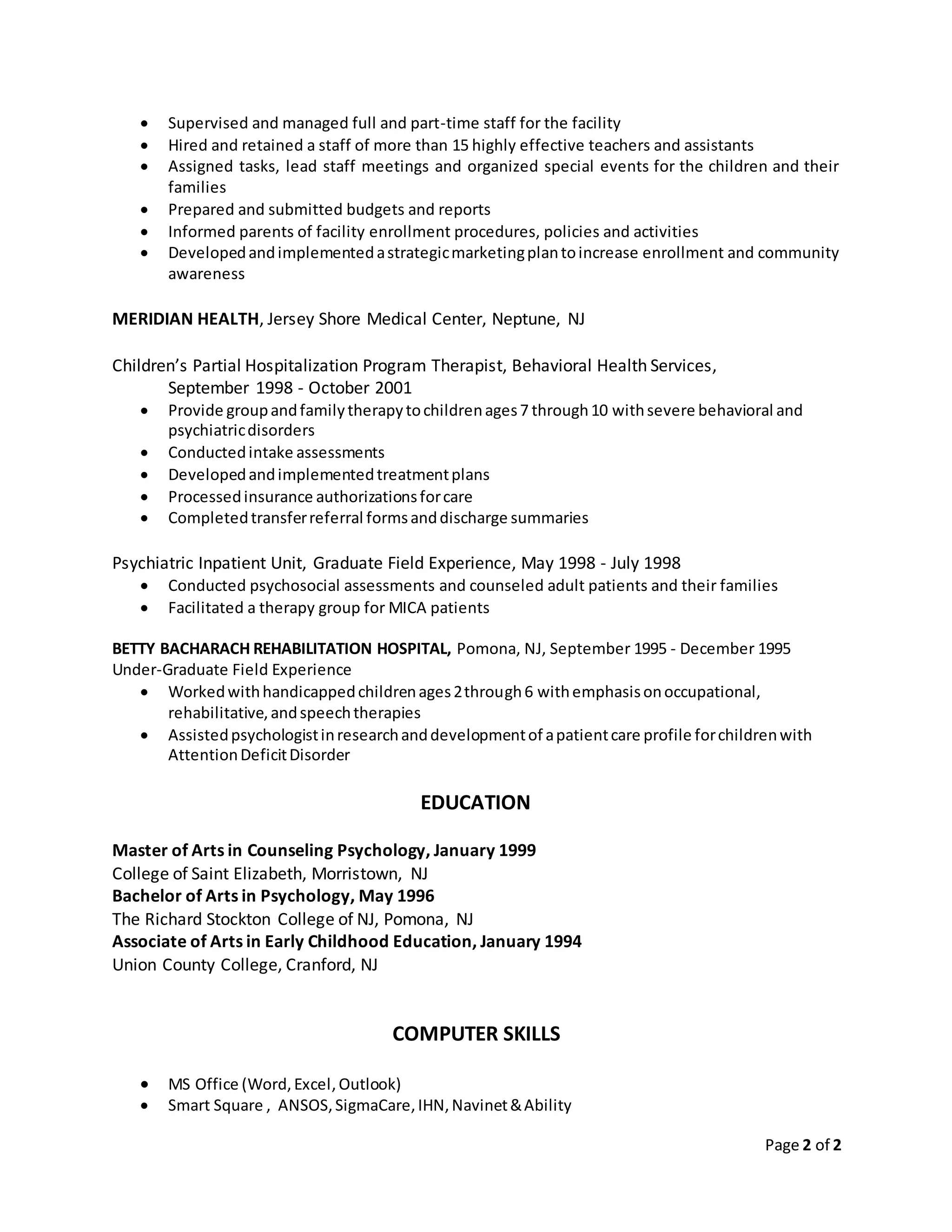 Sally Barnes Resume | DOCX