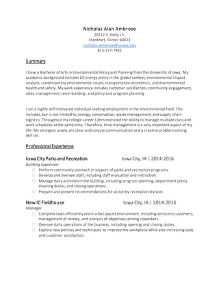 Nick Ambrose Resume | DOCX