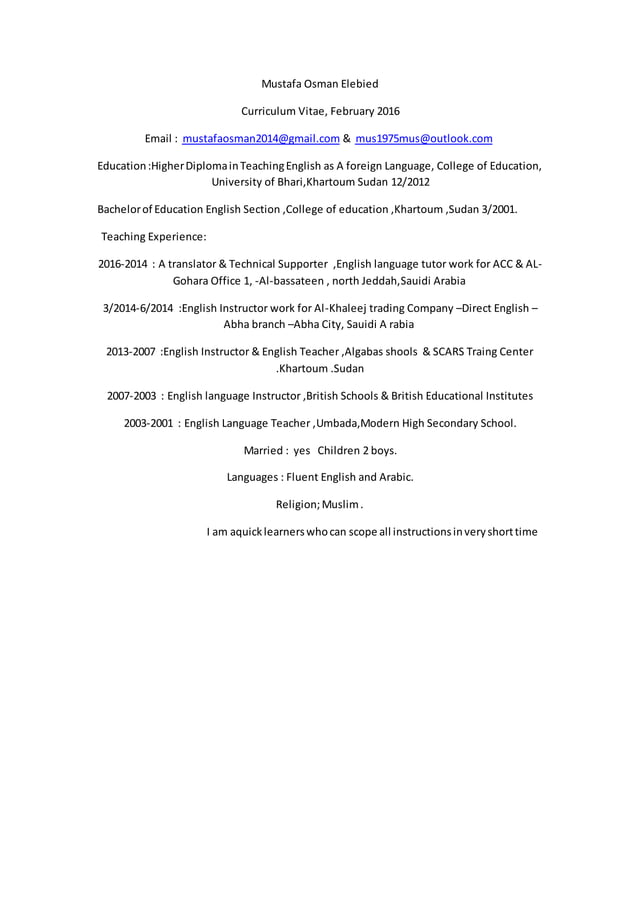 Mustafa Osman Elebied cv | DOCX | Education
