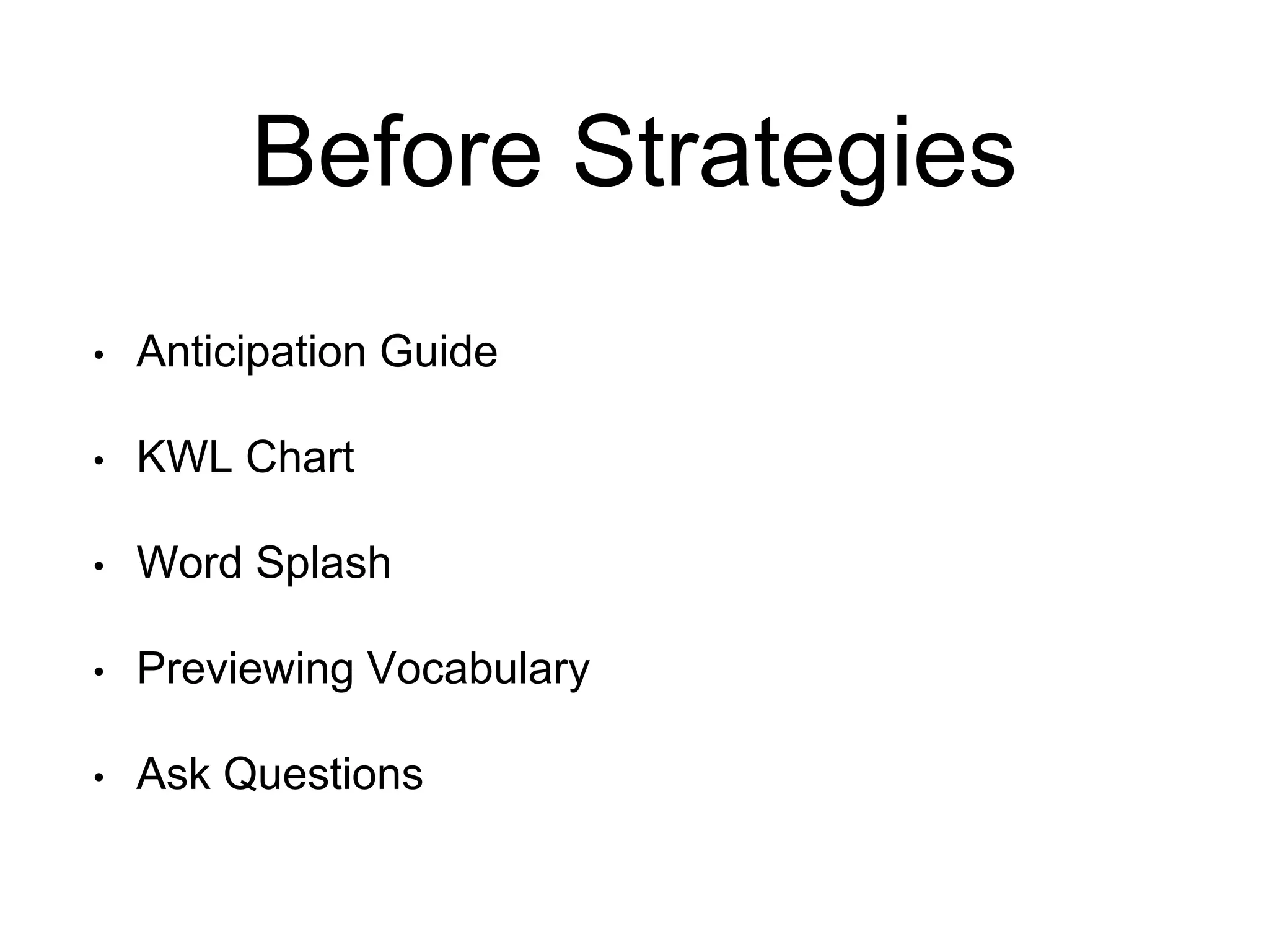 Before, During, and After reading strategies | PPTX