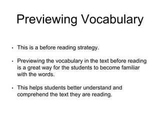Before, During, and After reading strategies | PPTX