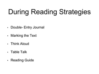 Before, During, and After reading strategies | PPTX