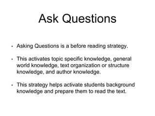 Charts And Questioning Before During After Reading