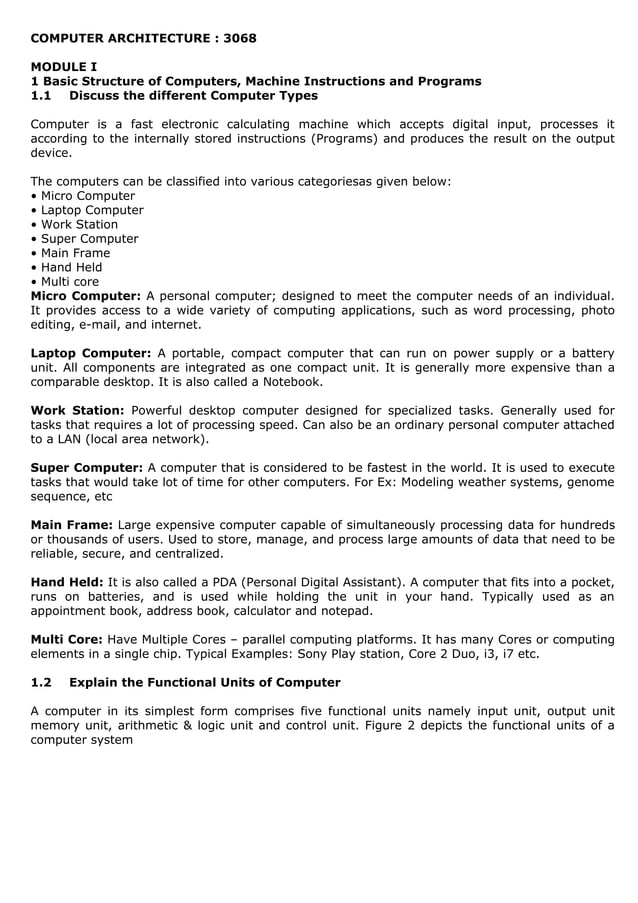 module 1 computer architecture diploma | DOC