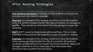 Before, during, and after reading strategies CA1 RED4348 | PPTX