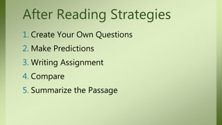 Before, During, and After Reading Strategies | PPTX