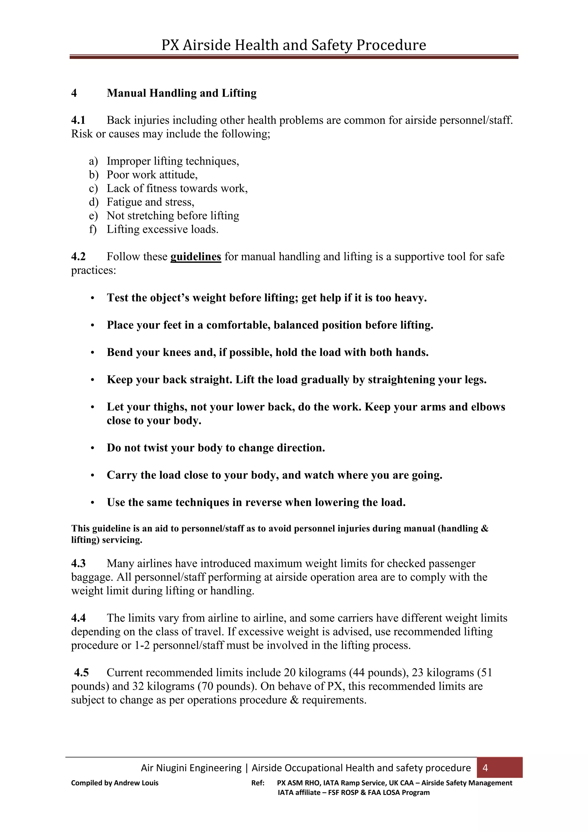 Airside Occupational Health and Safety Procedure - 2015 | PDF