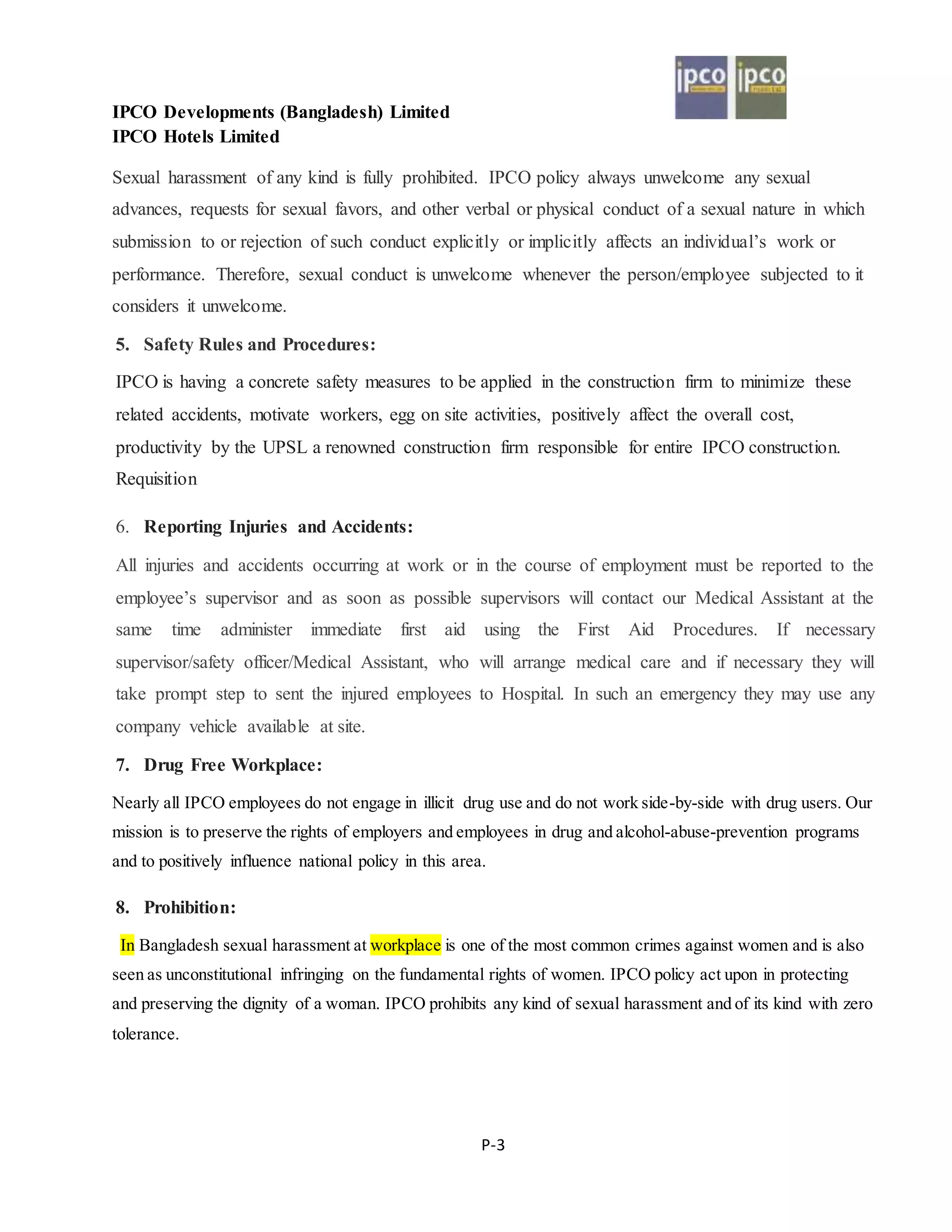 IPCO Employee Policy Manual | DOCX